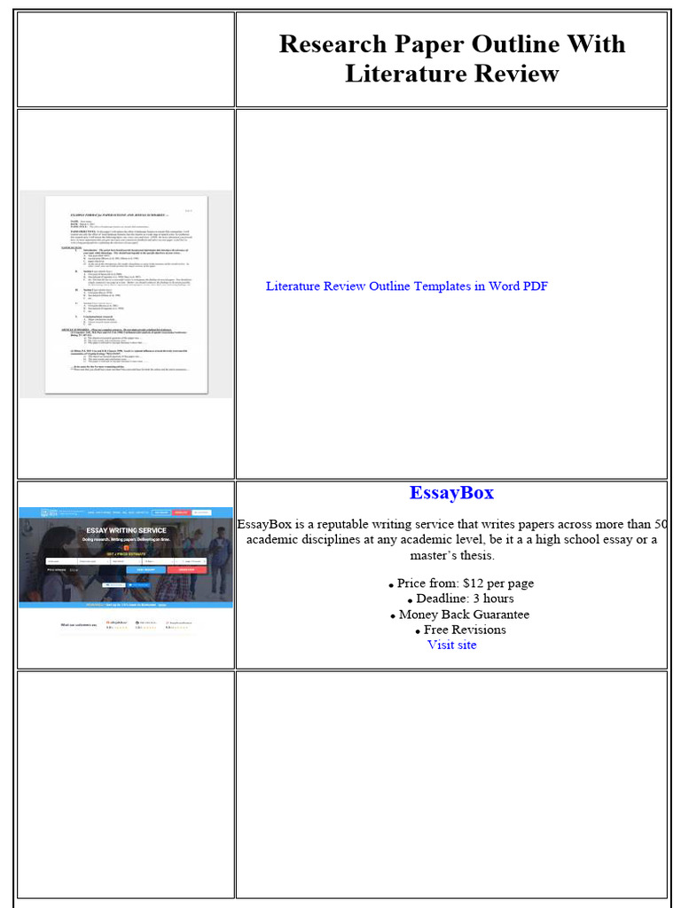 Research Paper Outline With Literature Review | PDF | Systematic Review ...