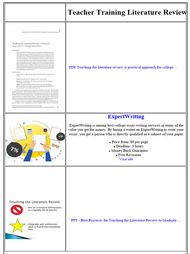 Teacher Training Literature Review | PDF | Pedagogy | Teachers