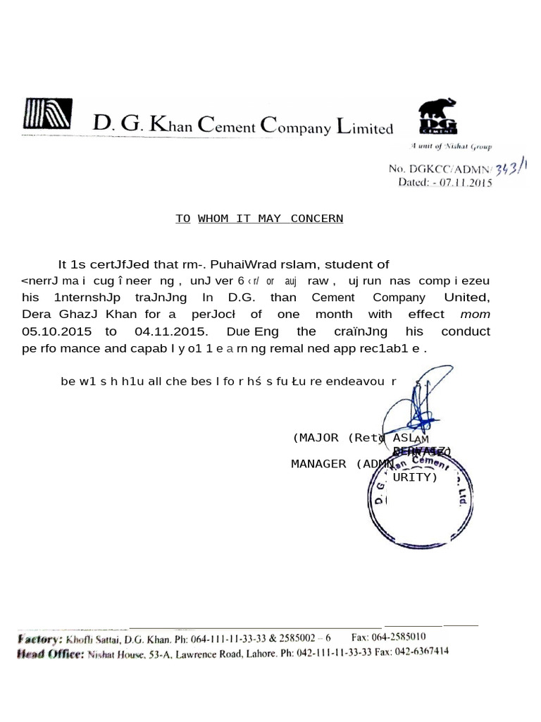 DG Khan Cement | PDF