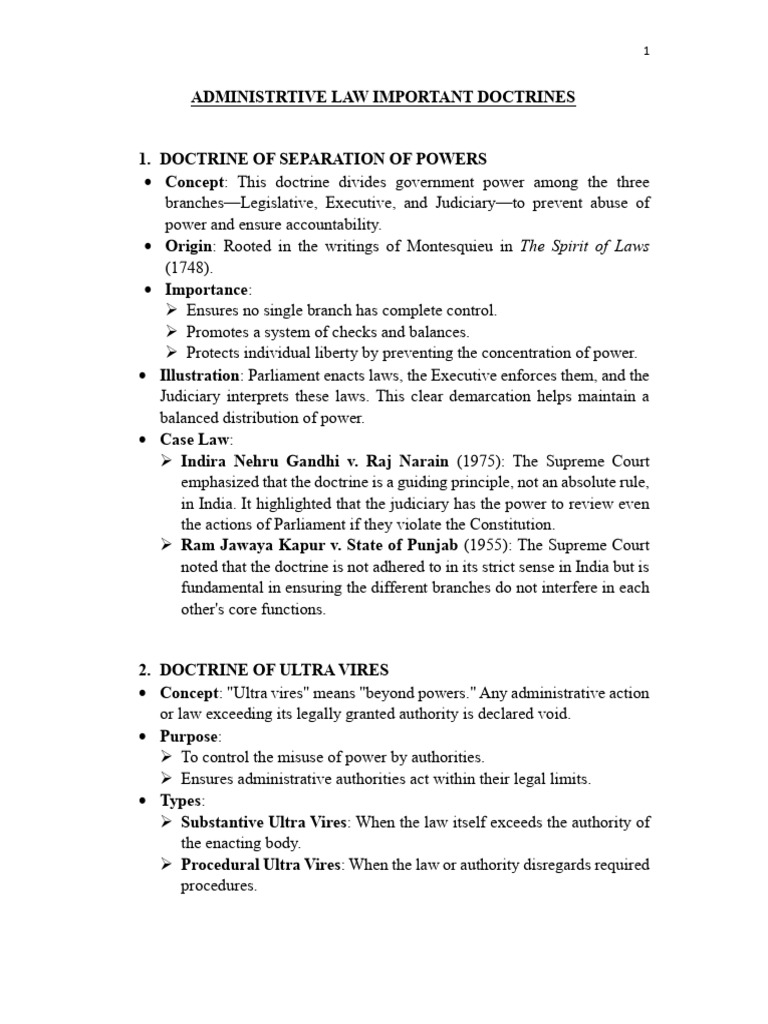 Key Doctrines of Administrative Law | PDF | Separation Of Powers ...