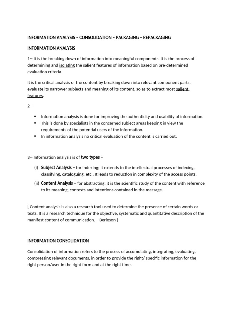 Information Analysis and Consolidation | PDF | Information | Science