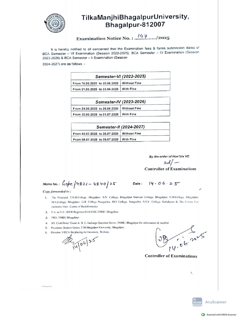 BCA Form Fill Up Date | PDF