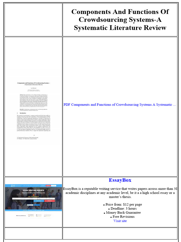 Components and Functions of Crowdsourcing Systems-A Systematic Literature Review | PDF ...