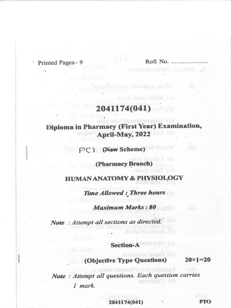 2022-Apr-May-Human Anatomy & Physiology (PCI) | PDF