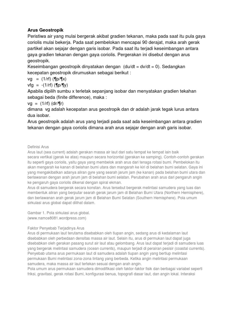 Arus Geostropik dan Dinamika Laut | PDF | Sains & Matematika