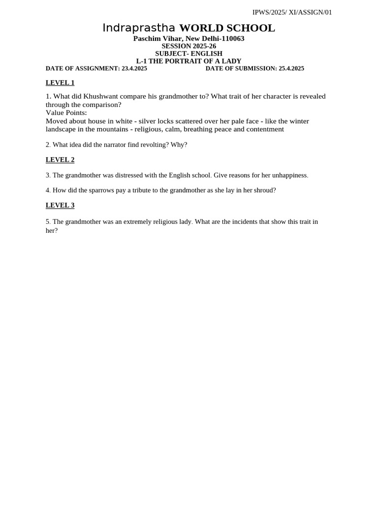 Assignment on The Portrait of a Lady | PDF