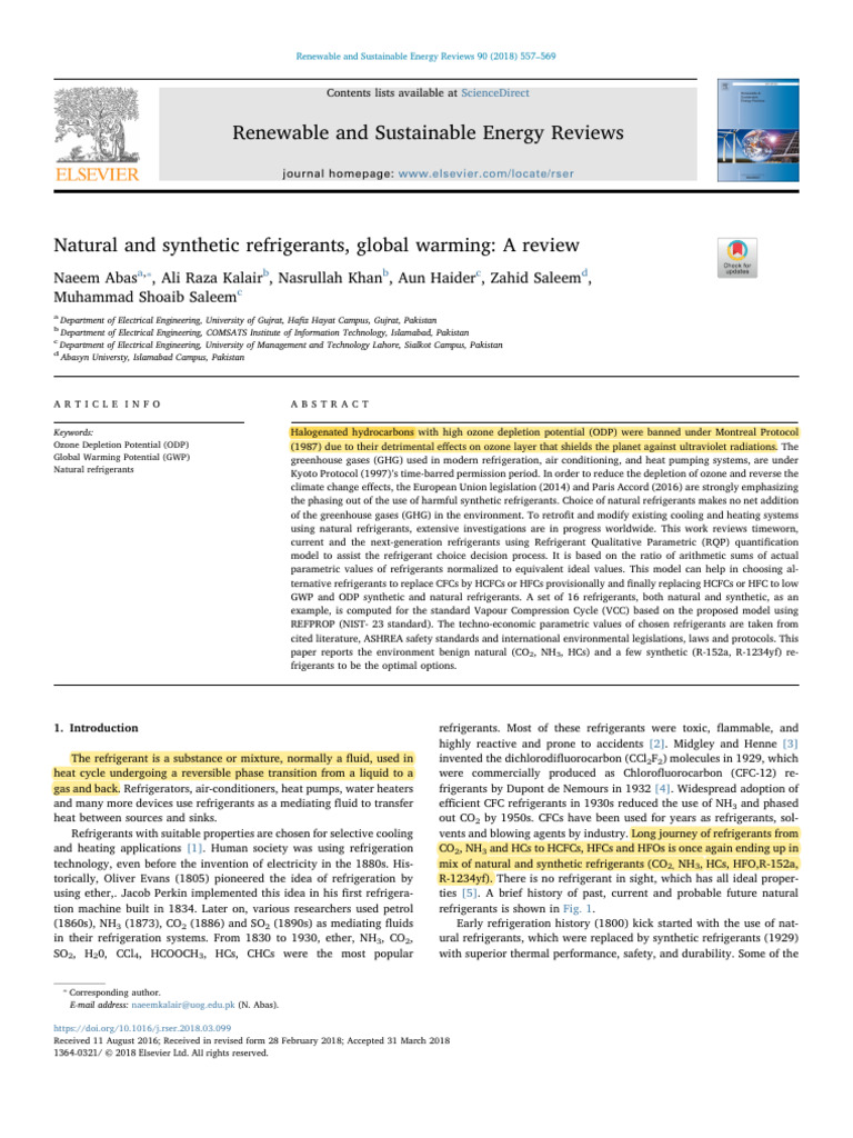 Nat & Synth Ref Review | PDF | Chlorofluorocarbon | Heat Pump