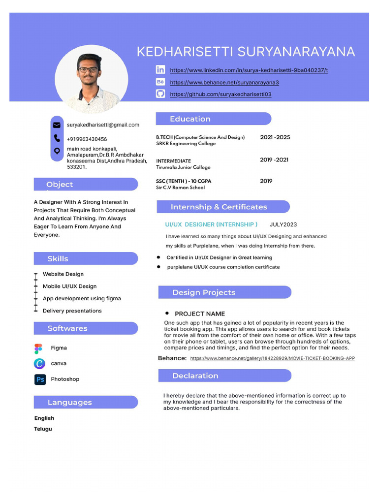 Surya's Designer Resume Super Man Surya | PDF