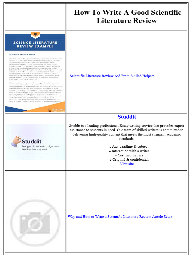 How To Write A Good Scientific Literature Review | PDF | Essays ...