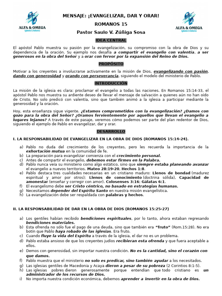 Mensaje - Evangelizar - Dar y Orar 02-03-2025 | PDF | Oración | Pablo el apóstol