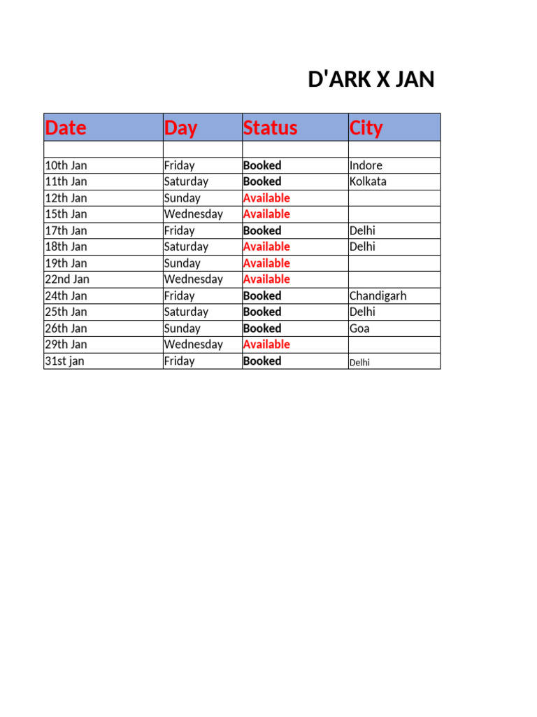 D'ARK Calendar | PDF