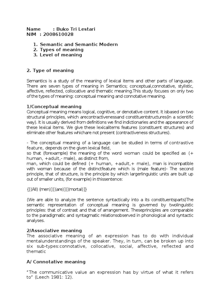 Semantic Assignment 1 Pdf Semantics Style Fiction