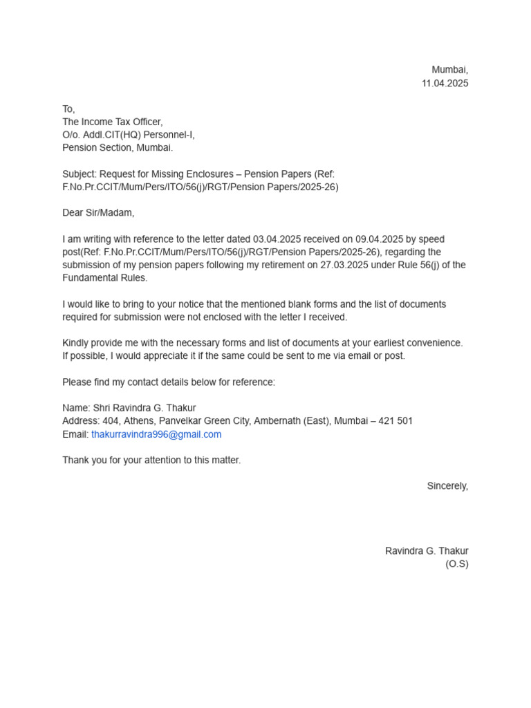 Request for Missing Pension Documents | PDF