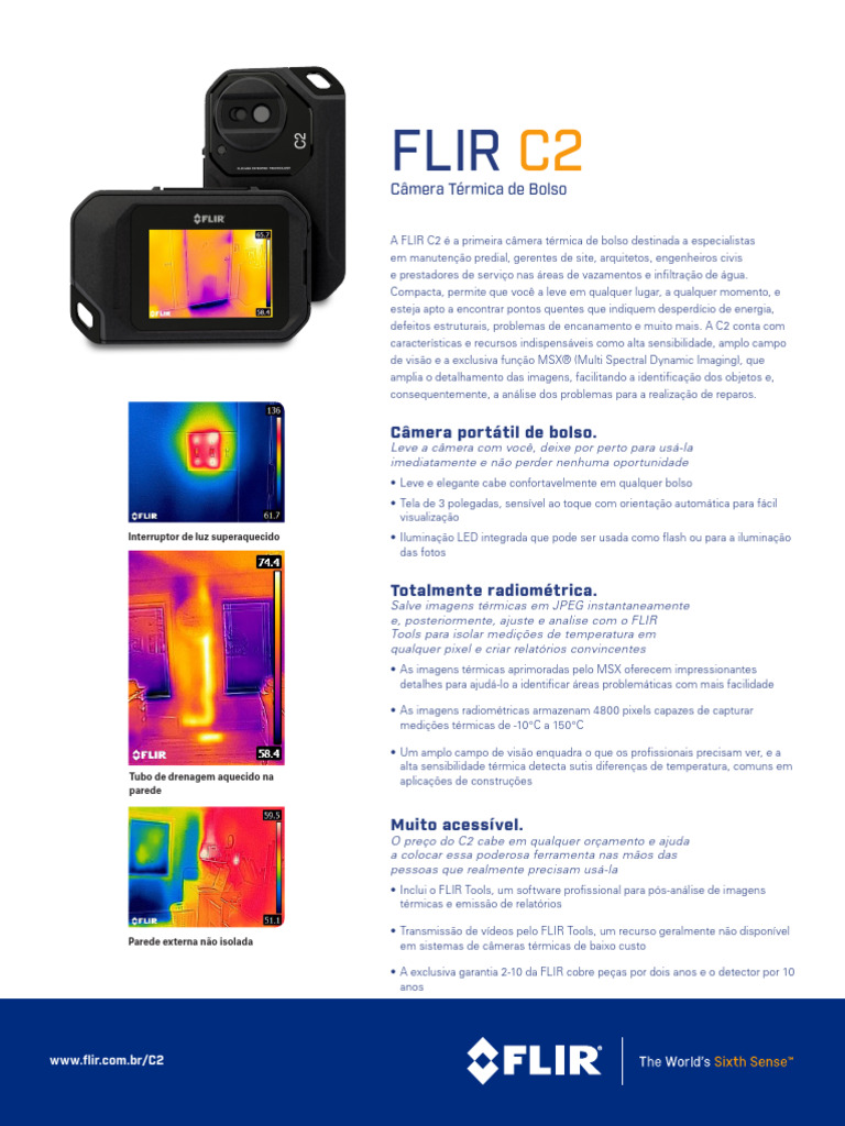 Câmera Térmica FLIR C2: Compacta e Eficiente | PDF | Câmera | Temperatura