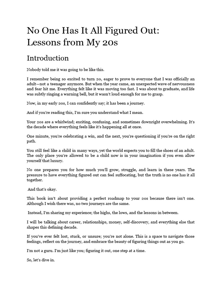 No One Has It All Figured Out Lessons From My 20s | PDF
