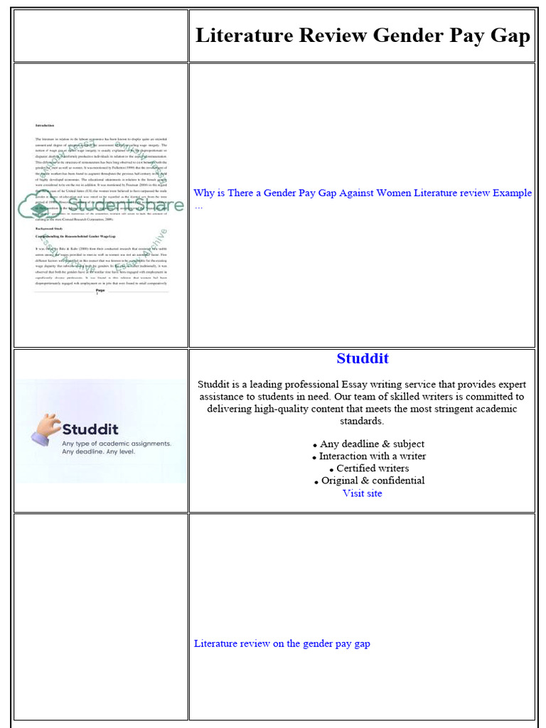 Literature Review Gender Pay Gap | PDF | Gender Pay Gap | Gender Inequality