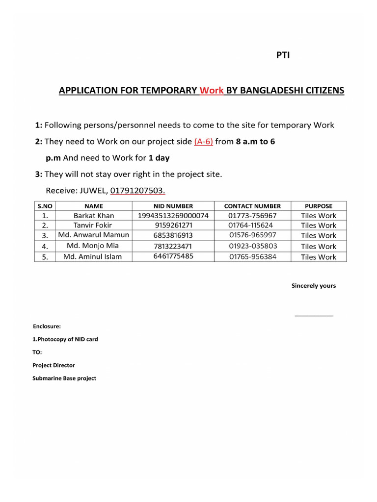 Temporary Work - 17-04-2025 | PDF