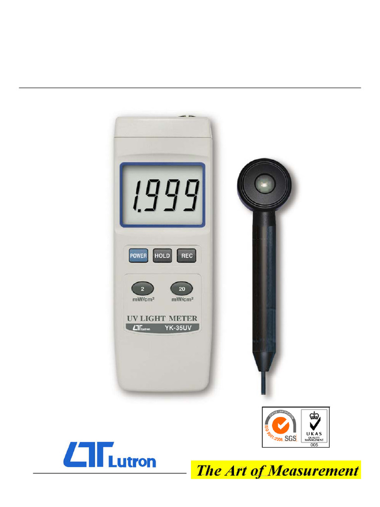 Lutron Yk-35uv Data Sheet | PDF | Ultraviolet | Electrical Engineering