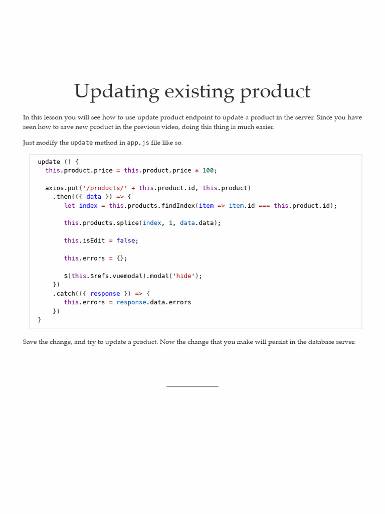 Update Existing Product Process | PDF