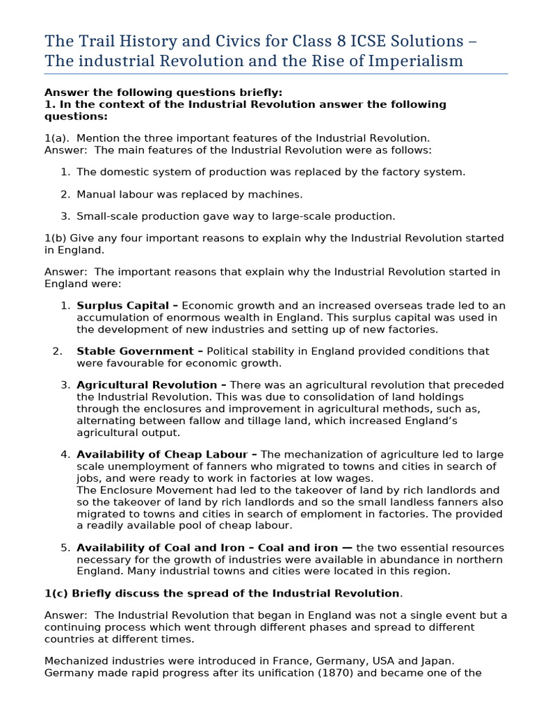 The Industrial Revolution and The Rise of Imperialism | PDF ...
