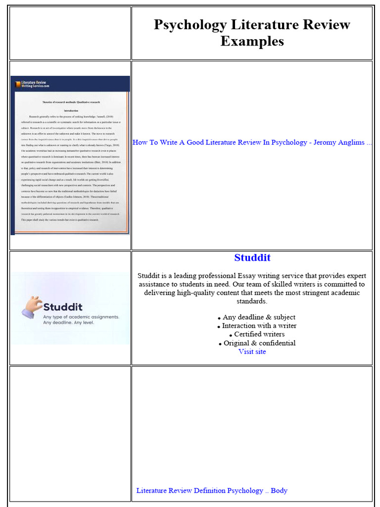 Psychology Literature Review Examples | PDF | Psychology | Apa Style