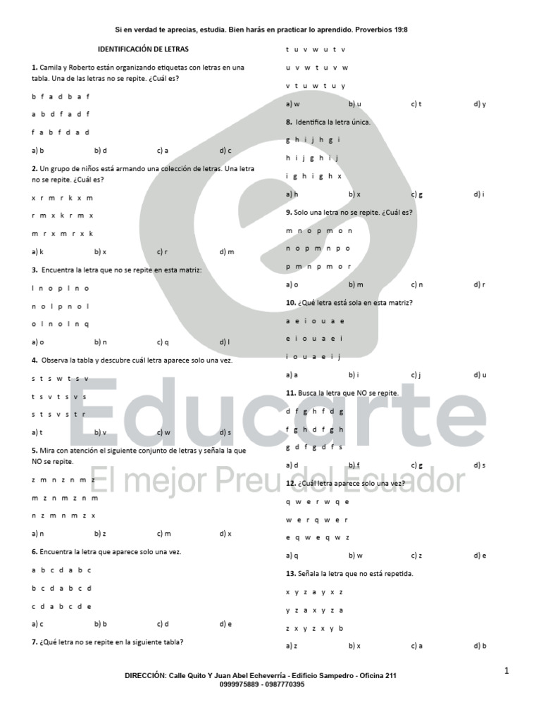 Actividades de Identificación de Letras | PDF