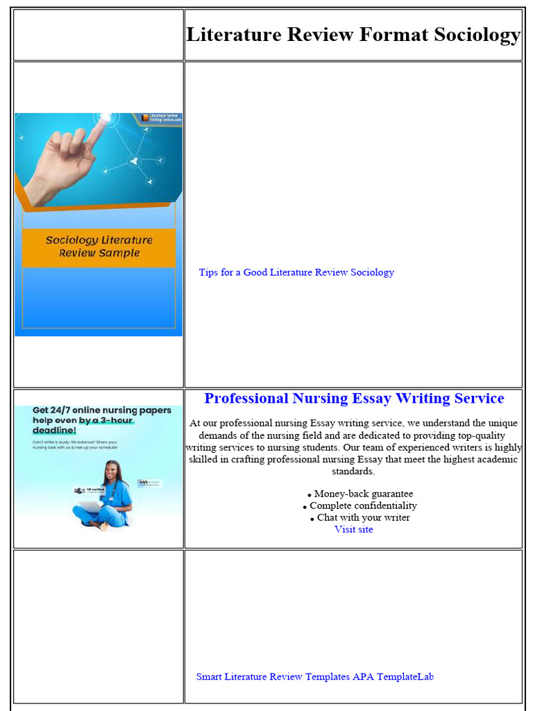 Literature Review Format Sociology | PDF | Systematic Review | Meta ...