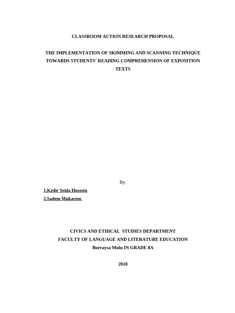 Classroom Action Research Proposal | PDF | Reading Comprehension ...