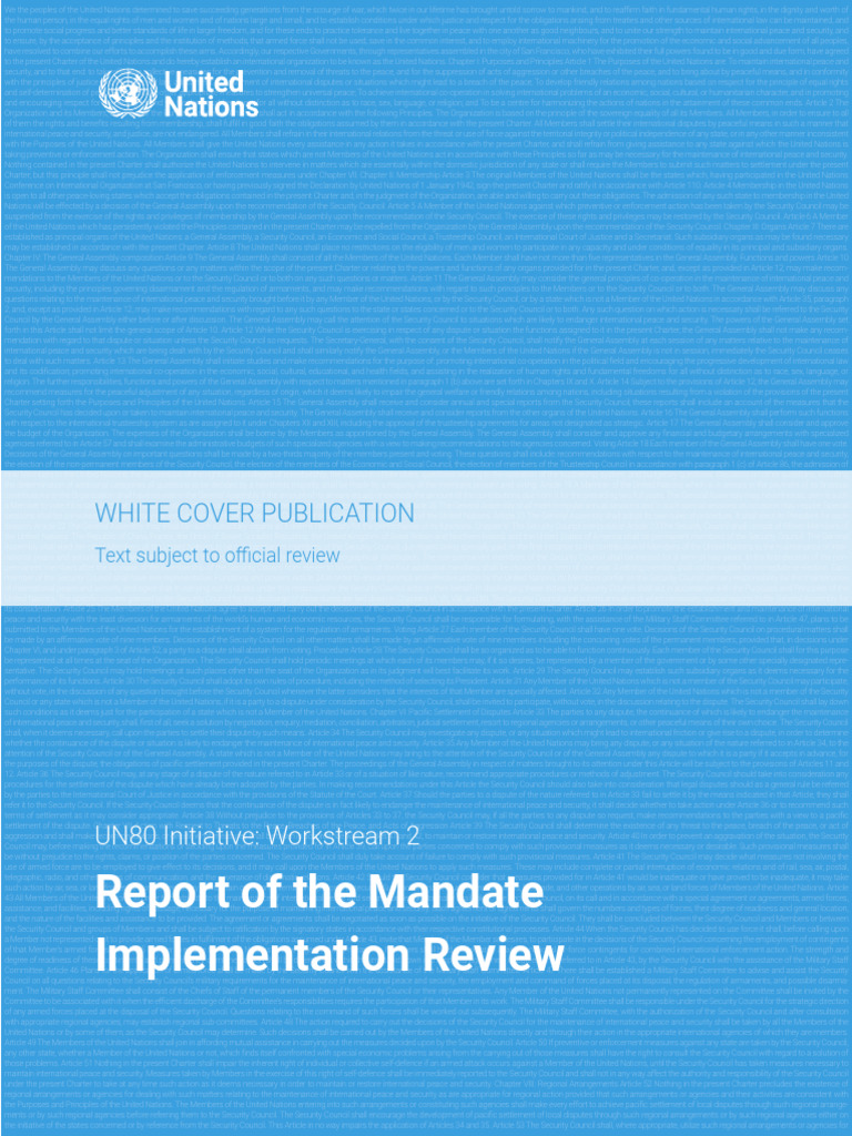 Report of The Mandate Implementation Review: UN80 Initiative ...