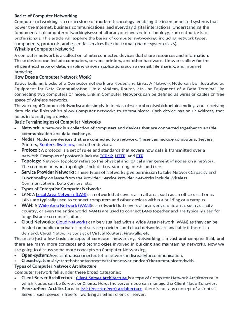 Basics of Computer Networking 123 | PDF | Computer Network | Internet Protocol Suite