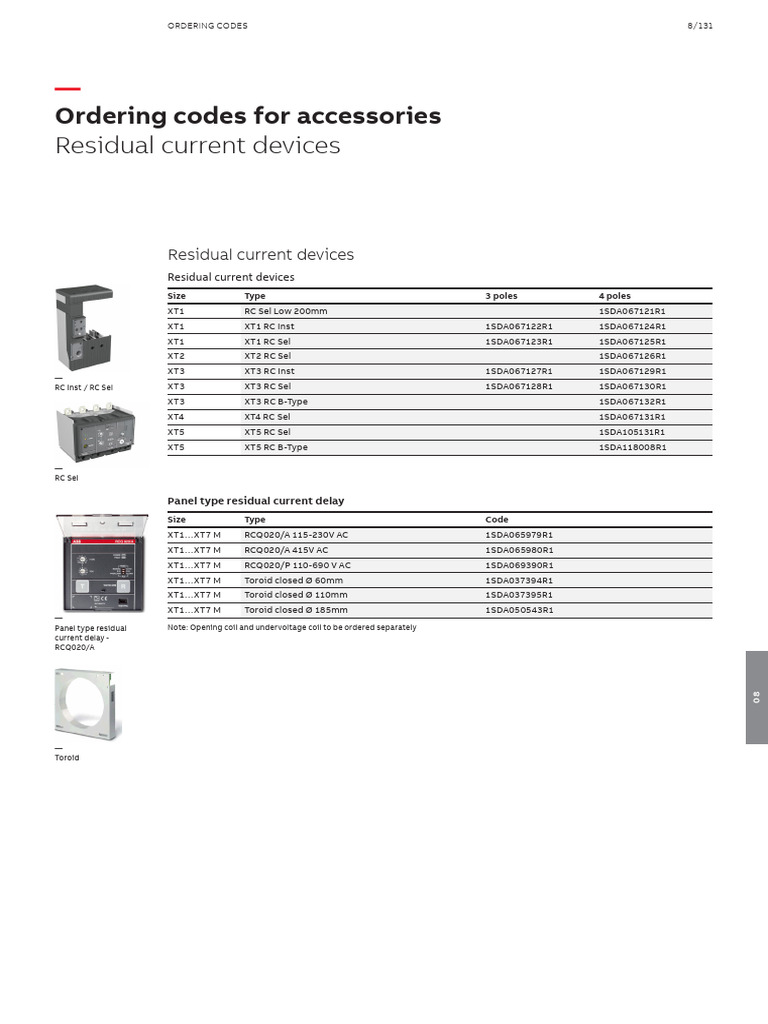 Catalogue Bloque Differentiel - 1sdc210100d0206 Tmax XT Iec en 08 2024 | PDF | Electrical ...