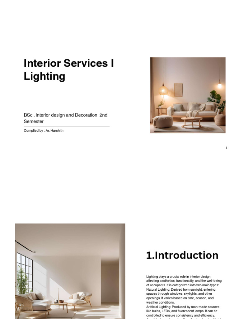 Interior Services I Lighting: BSC - Interior Design and Decoration 2Nd ...