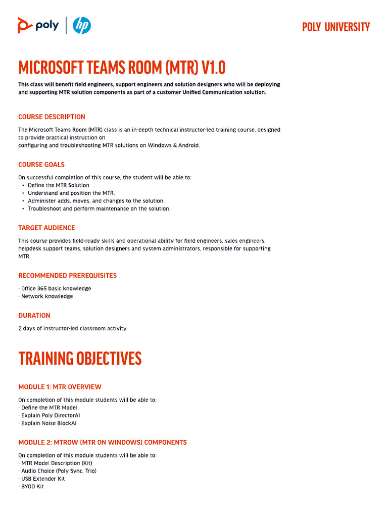 (MTR) Poly Microsoft Teams Room V1.0 Datasheet | PDF | Ibm Pc ...