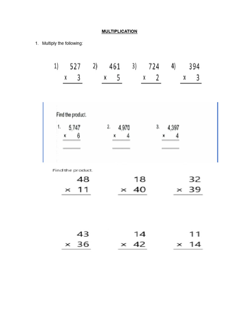 Multiplication HW 1 | PDF