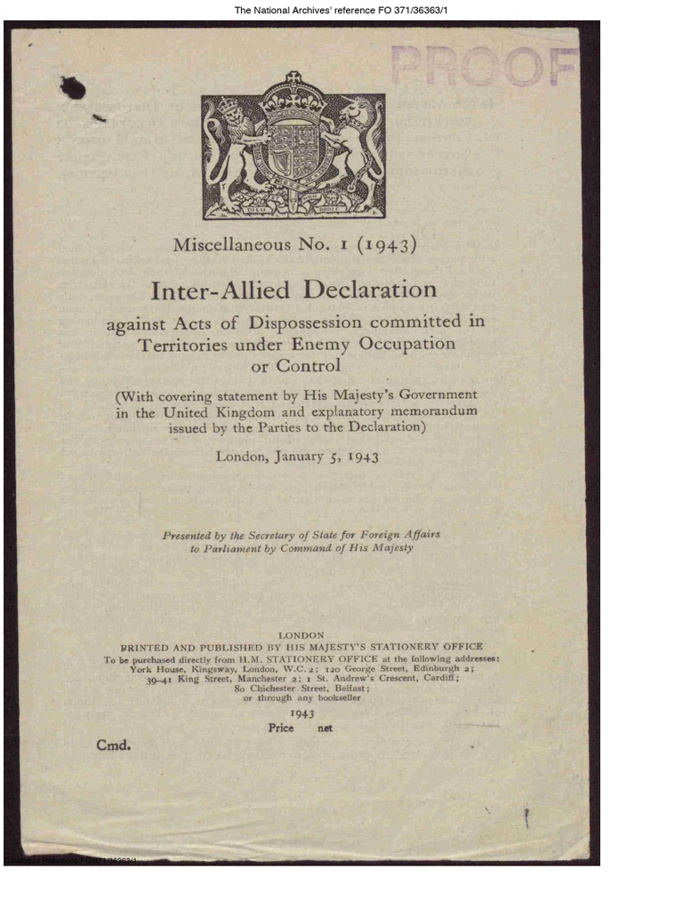 1943 London Declaration, Inter-Allied Declaration 5 January 1943 | PDF