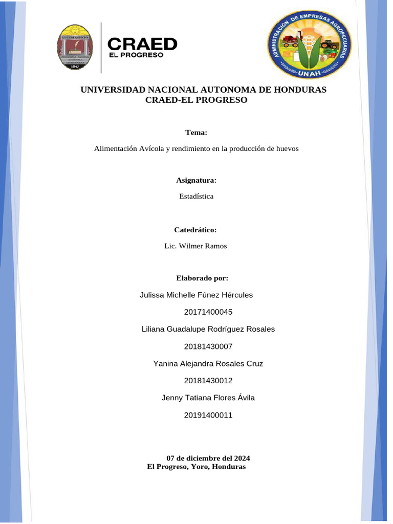 Informe Investigacion Estadistica | PDF | Alimentos | Dieta