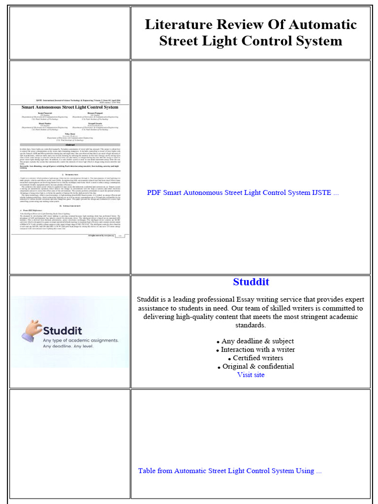 Literature Review of Automatic Street Light Control System | PDF | Street Light | Transistor