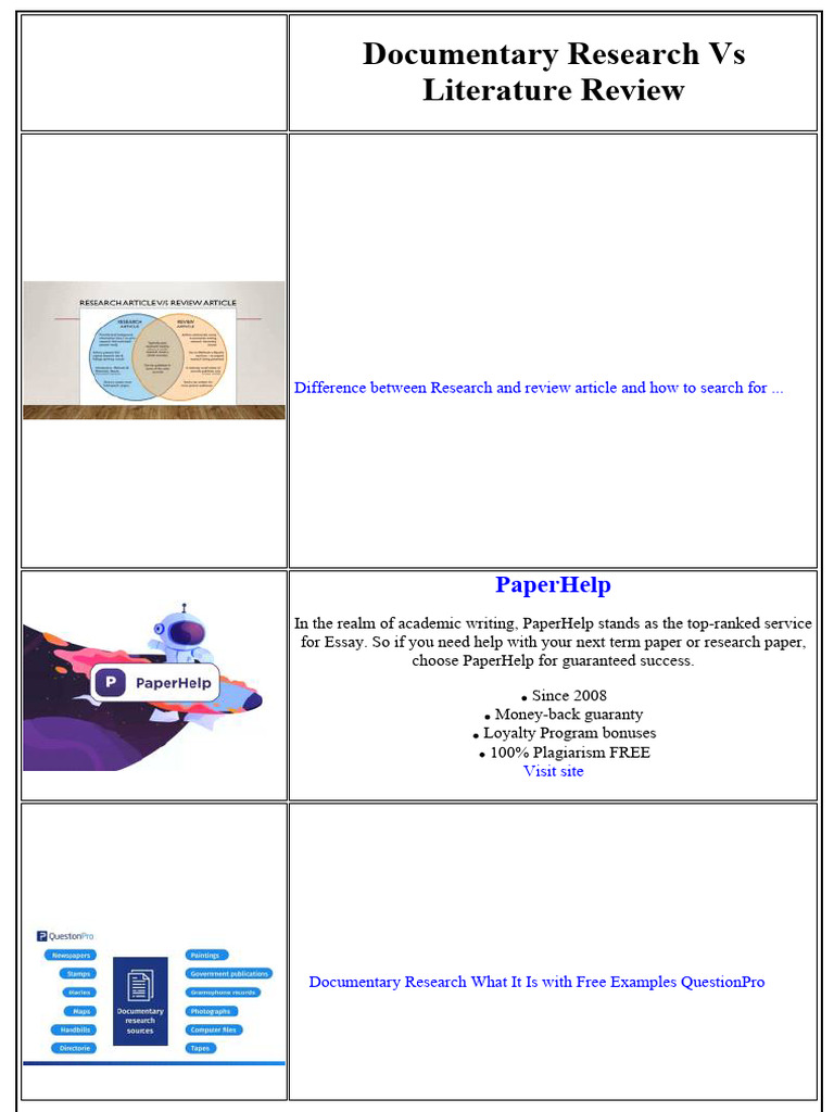 Documentary Research Vs Literature Review | PDF | Essays | Literature Review