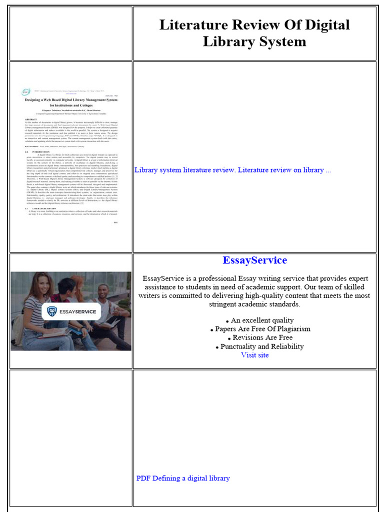 Literature Review of Digital Library System | PDF | Libraries | Digital Library