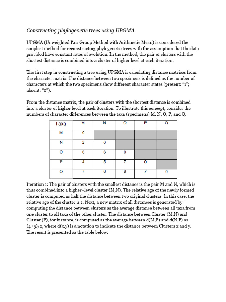 Constructing Phylogenetic Trees Using the UPGMA Method | PDF