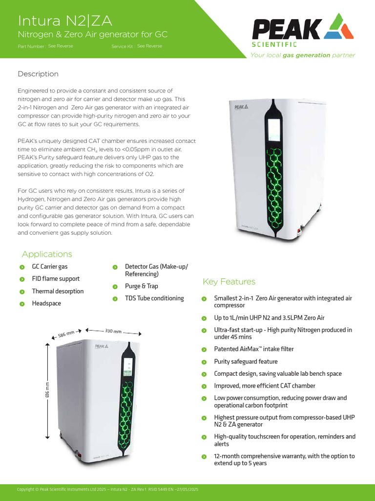 Intura N2 & Zero Air Generator Overview | PDF | Gases | Applied And ...