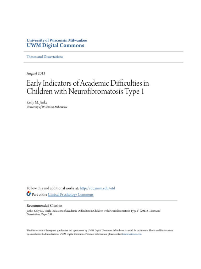 Early Indicators of Academic Difficulties in Children With Neurof | PDF ...
