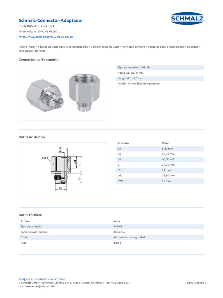 Schmalz Connector Adaptador | PDF
