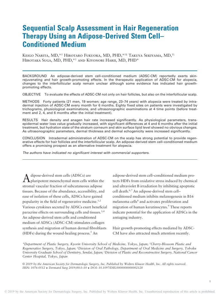 2019 Sequential Scalp Assessment in Hair Regeneration - Conditioned ...
