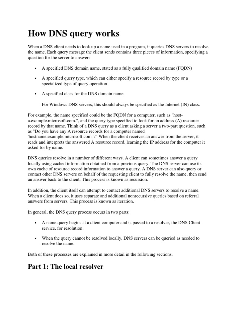 How DNS Query Works: Part 1: The Local Resolver | PDF | Network ...