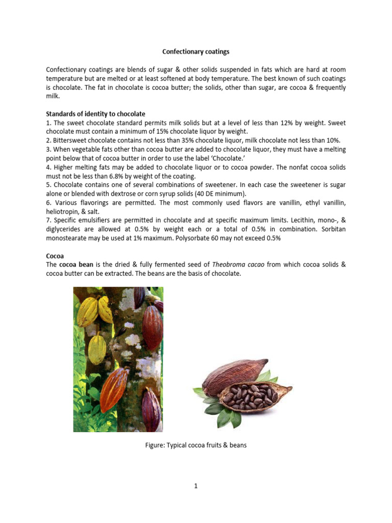 Confectionery Coatings and Chocolate Standards | PDF | Chocolate | Breads