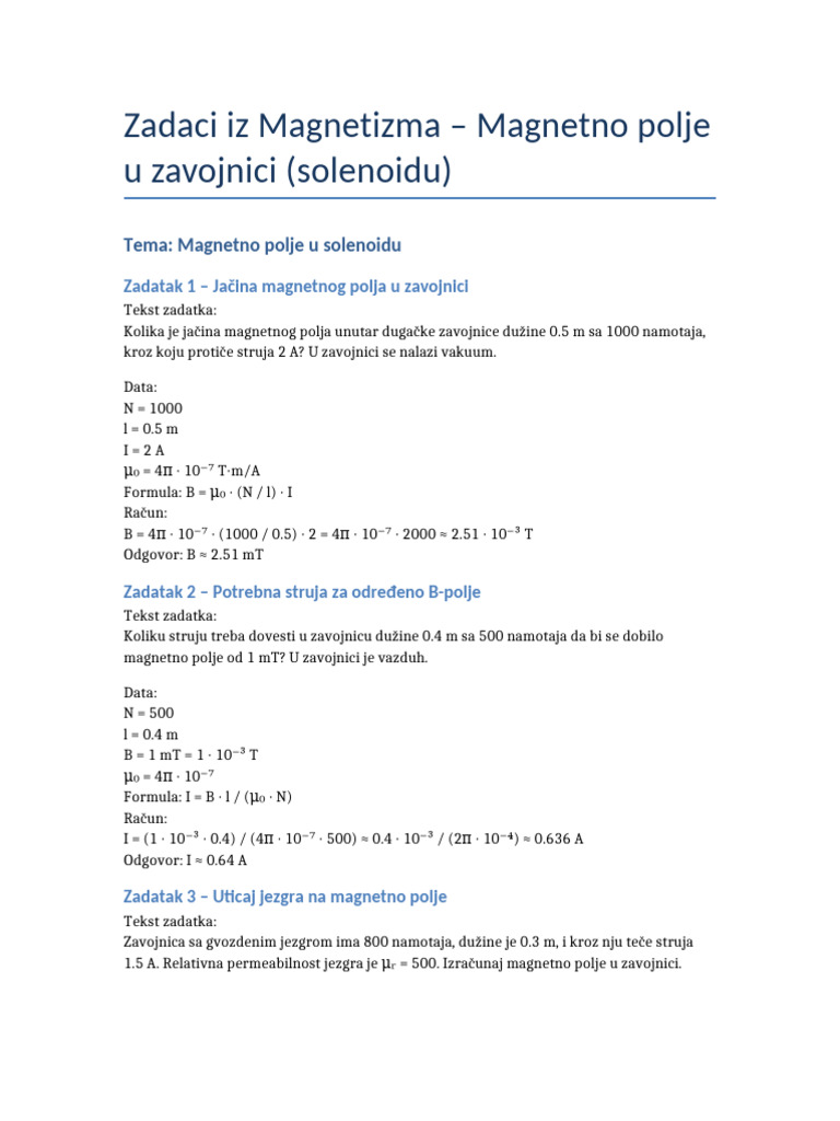 Magnetno Polje U Zavojnici | PDF