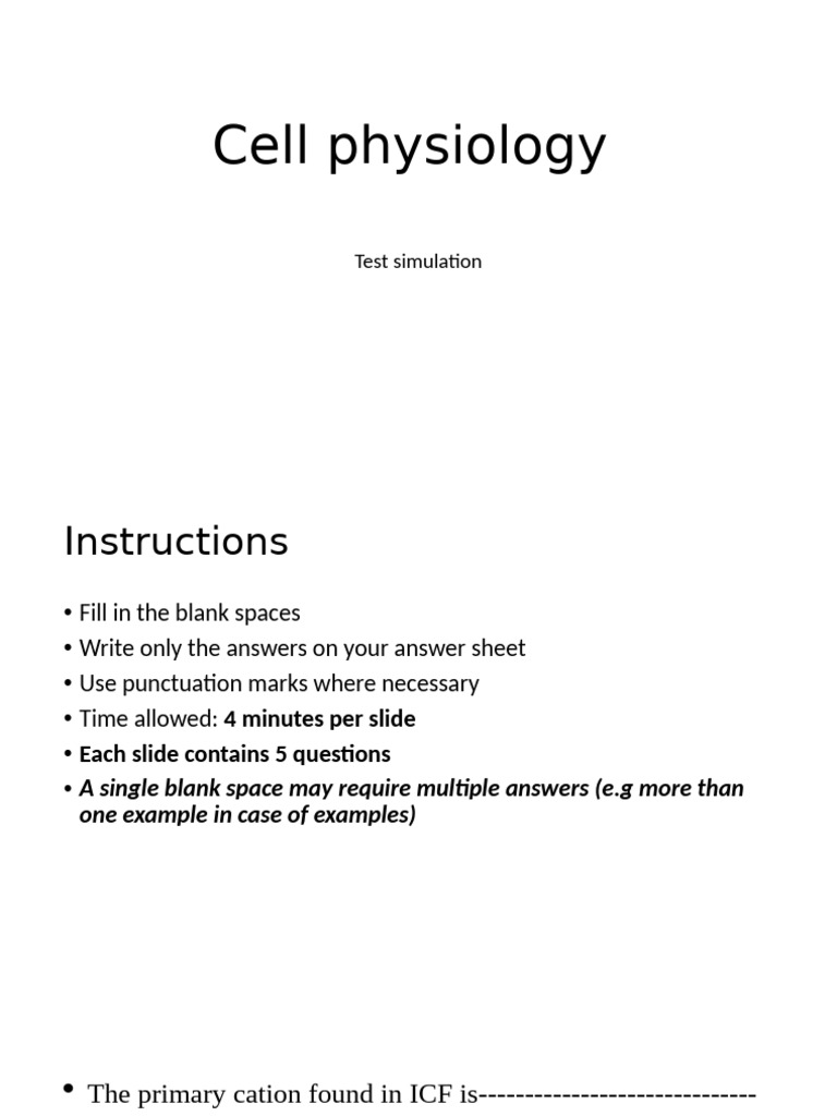 Cell Physiology Test Simulation | PDF