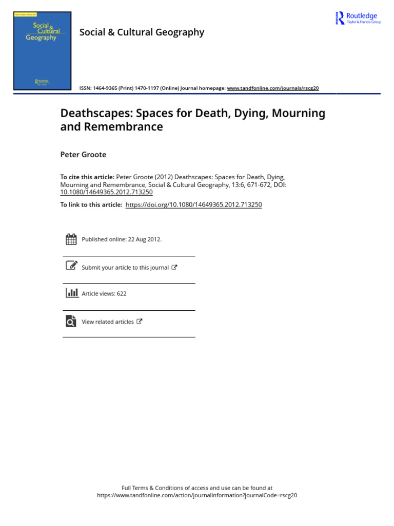 Deathscapes Spaces For Death Dying Mourning and Remembrance | PDF