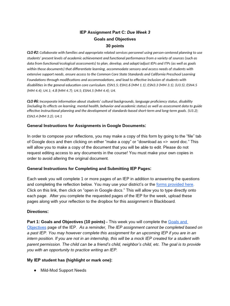 IEP Assignment Part C Due Week 3.docx682693879685c2496 | PDF ...